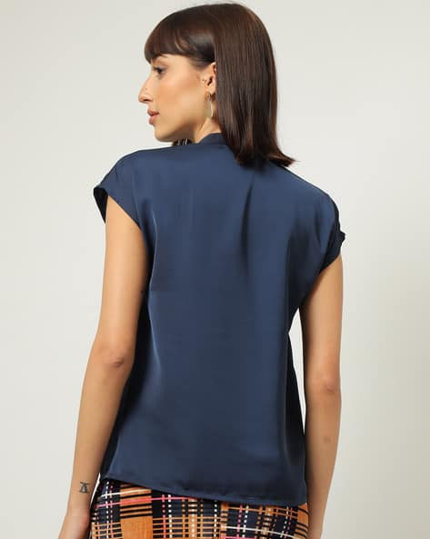 Buy Navy Blue Tops for Women by Outryt by AZORTE Online | Ajio.com