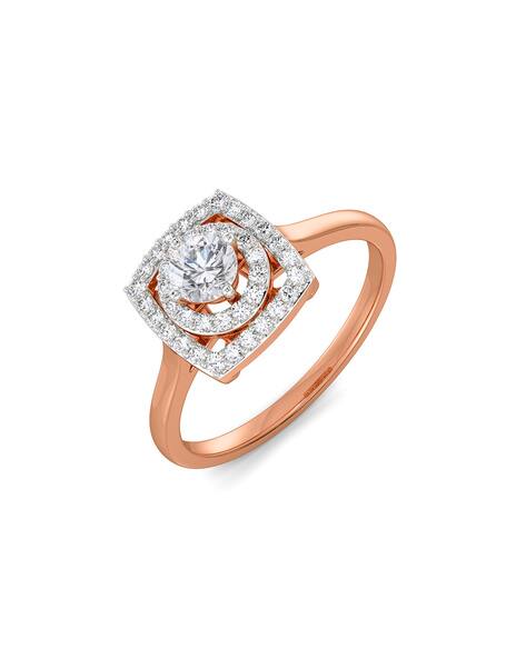 Hypnotic Solitaire Look Geometric Diamond Ring In White And