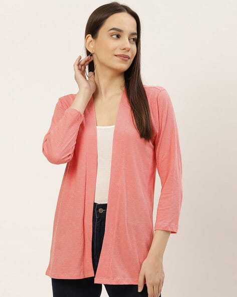 Buy Wisstler Heathered Open-Front Shrug | AJIO