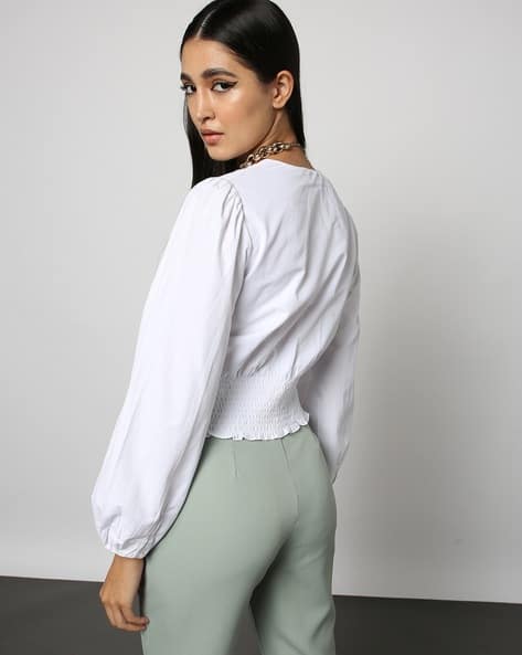 Buy White Tops for Women by Outryt by AZORTE Online | Ajio.com