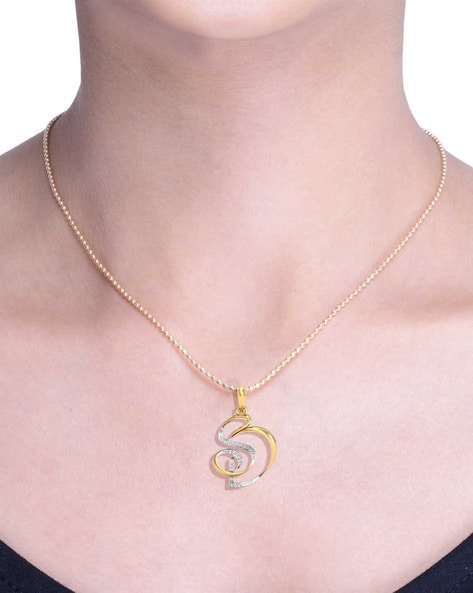 Gold Diamond S D Initial Pendant