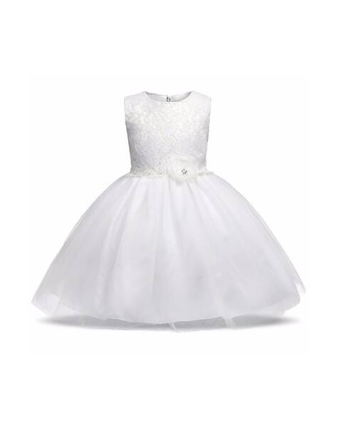 Buy WISH LITTLLE Fit & Flare Frock with Rosette Accent | AJIO