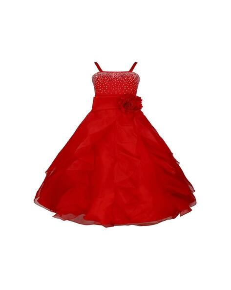 Buy WISH LITTLLE Fit & Flare Frock with Rosette Applique | AJIO