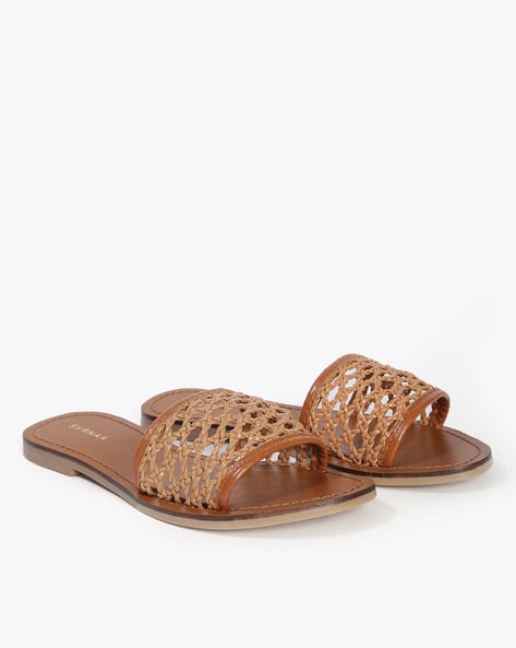 Buy Tan Flat Sandals for Women by Svrnaa by AZORTE Online | Ajio.com