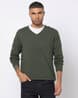 Buy Olive Green Sweaters & Cardigans for Men by NETPLAY Online | Ajio.com