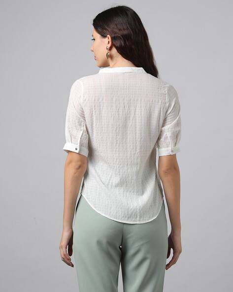Buy White Tops for Women by Outryt by AZORTE Online | Ajio.com