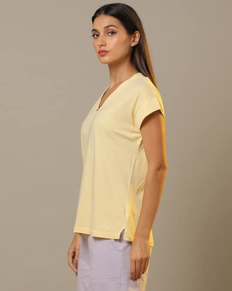 Buy Light Yellow Tops for Women by Proearth by AZORTE Online | Ajio.com