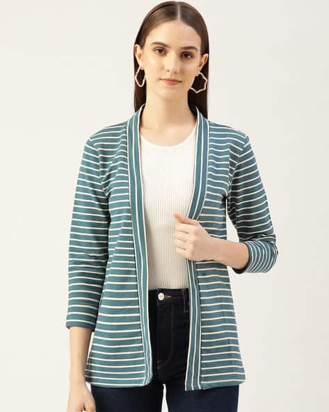 Buy Wisstler Striped Front Open Shrug | AJIO