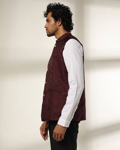 Buy Maroon 3-Piece Ethnic Suit for Men by SAMAV Online | Ajio.com