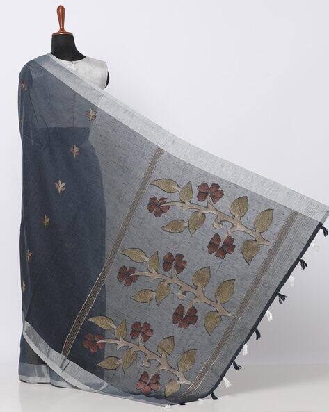 Buy Navy Blue Sarees for Women by VARJA Online | Ajio.com