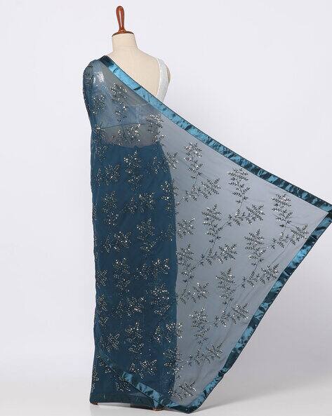 Buy Teal Blue Sarees for Women by SUNANYA Online | Ajio.com