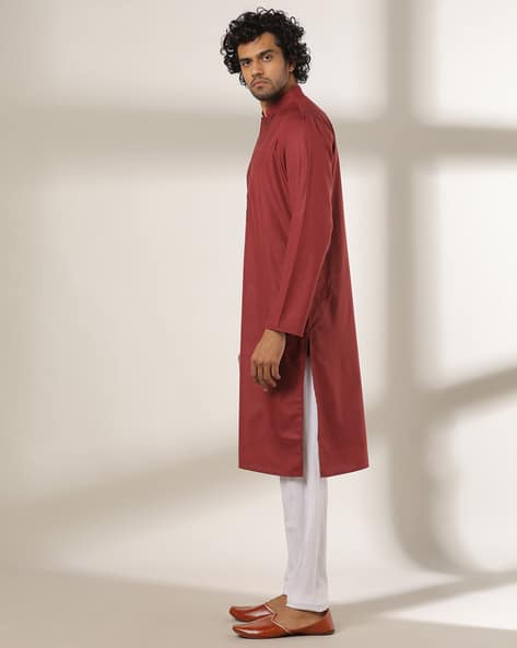 Buy Maroon Kurtas for Men by SAMAV Online | Ajio.com