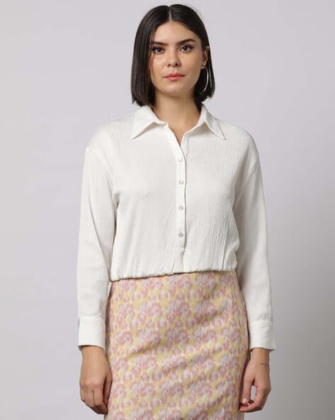 Buy Off-White Shirts for Women by Outryt by AZORTE Online | Ajio.com