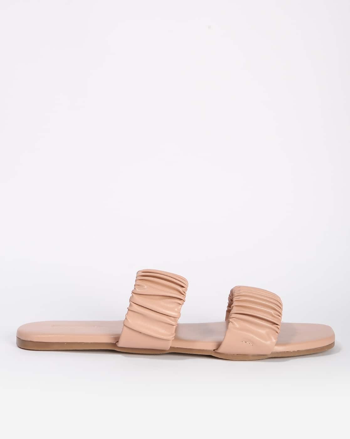 Fyre Rose Ruched Double-Strap Open-Toe Sandals For Women (Pink, 6 ...