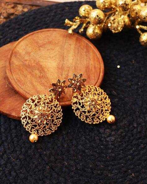 Statement Gold White Chand Tourmaline Drops Jhumki Earrings, 57% OFF