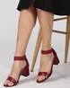 Buy Maroon Heeled Sandals for Women by MONROW Online | Ajio.com