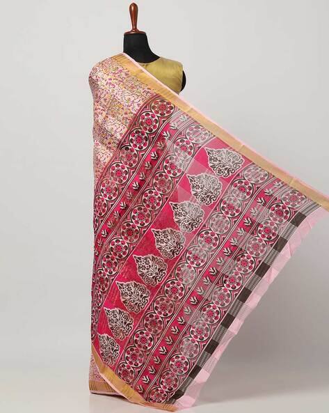 Buy Pink Sarees for Women by VARJA Online | Ajio.com