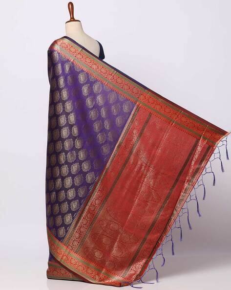 Buy Purple & Red Sarees for Women by VARJA Online | Ajio.com