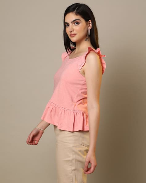 Buy Coral Pink Tops for Women by Proearth by AZORTE Online | Ajio.com