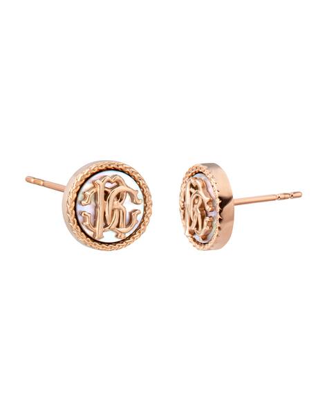 Buy ROBERTO CAVALLI Logo Studded Earrings Rose Gold Plated Color Women AJIO LUXE