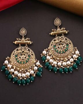 Buy Gold Toned Green Earrings for Women by Yellow Chimes Online Ajio