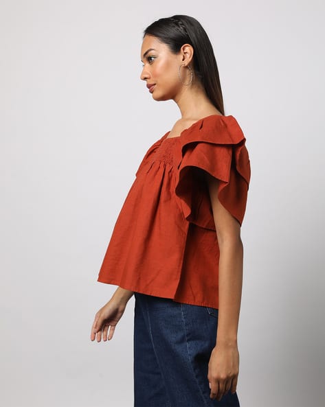 Buy Rust Brown Tops for Women by Outryt by AZORTE Online | Ajio.com