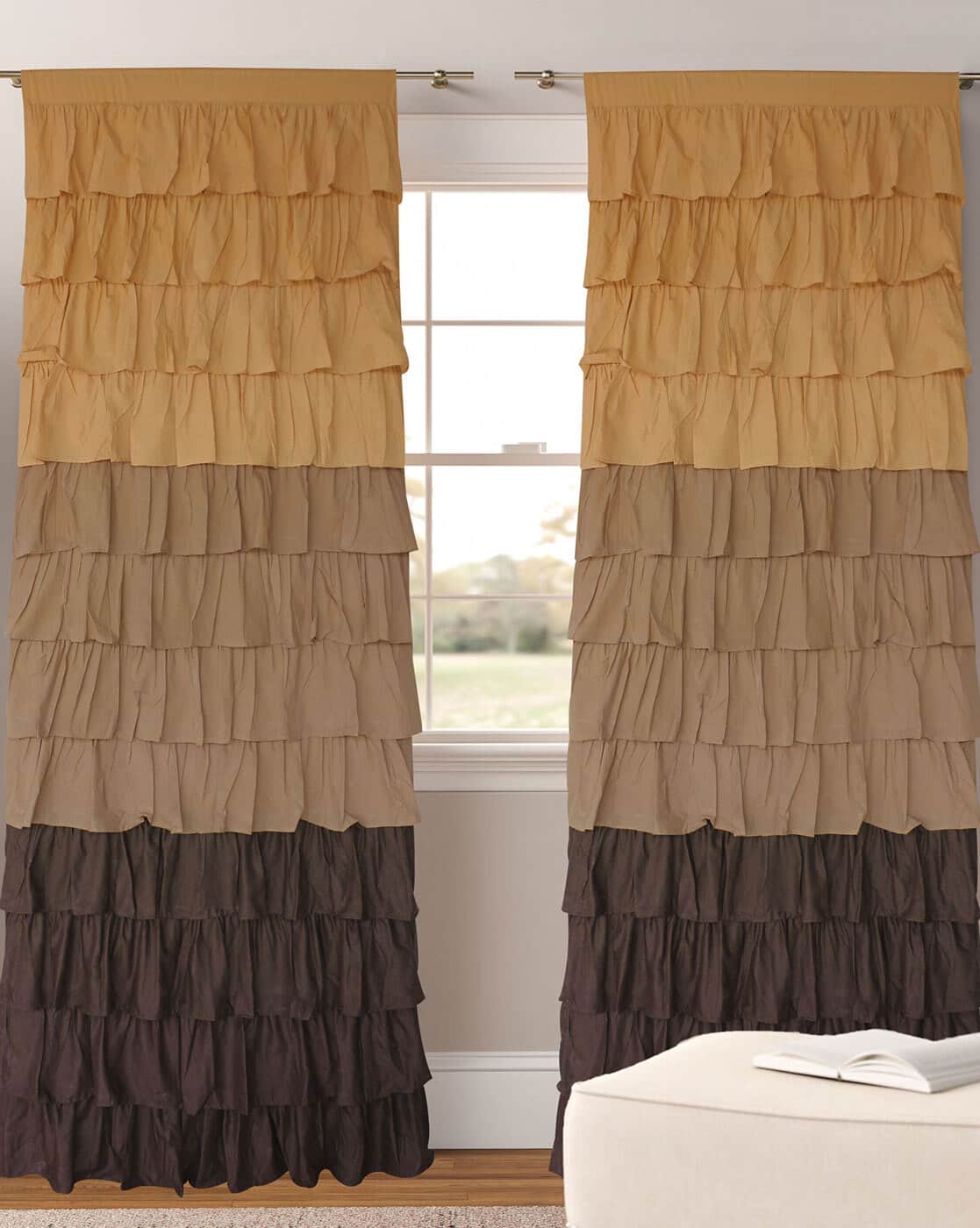 Brown Ruffle Curtains