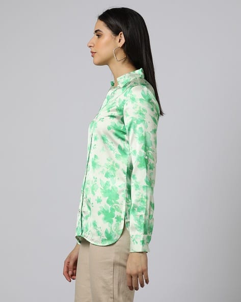 Buy Green Shirts for Women by Outryt by AZORTE Online | Ajio.com