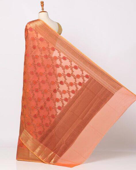 Buy Peach Sarees for Women by VARJA Online | Ajio.com