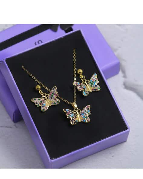 Butterfly pendant earrings store