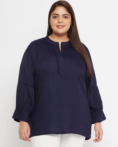 Navy Blue Tops Plus Size