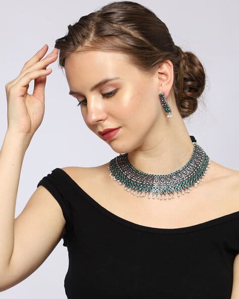 Ajio silver choker store