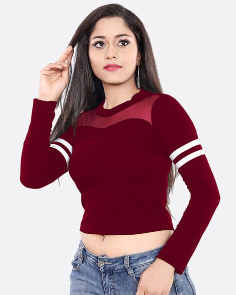 Cute Maroon Tops Readymade Beautiful Maroon Silk Blouse With