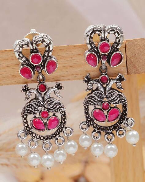 Oxidised pink earrings store