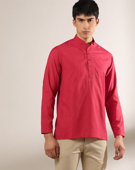 Buy Red Orange Kurtas for Men by SAMAV Online | Ajio.com