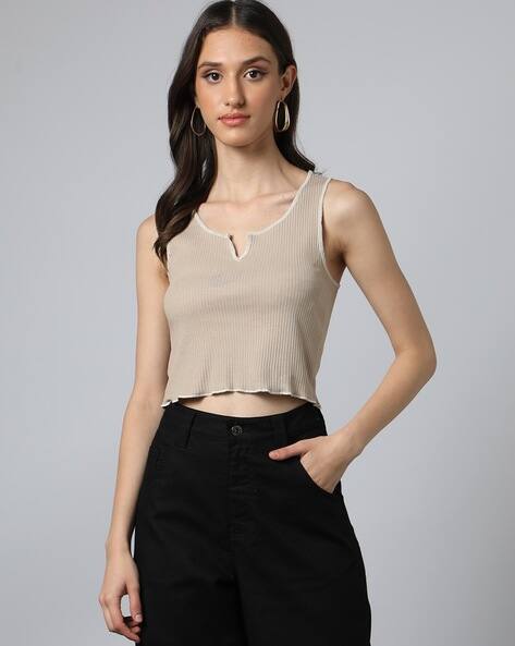 Buy Beige Tops for Women by Outryt by AZORTE Online | Ajio.com