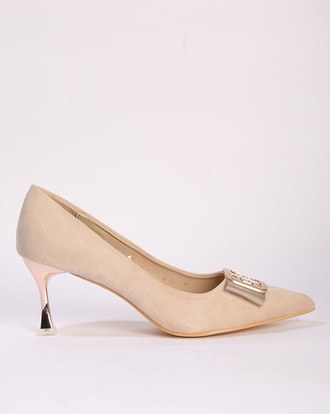 Buy Beige Heeled Shoes for Women by Outryt by AZORTE Online | Ajio.com