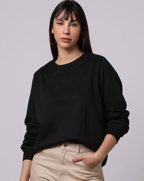 Buy Black Sweatshirt & Hoodies for Women by Outryt by AZORTE Online ...