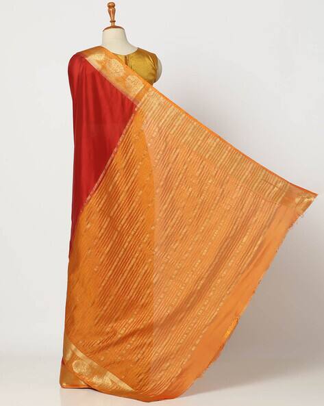 Buy Orange & Maroon Sarees for Women by VARJA Online | Ajio.com