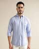 Buy Andamen Logo Print Shirt with Button-Down Collar | Blue Color Men ...