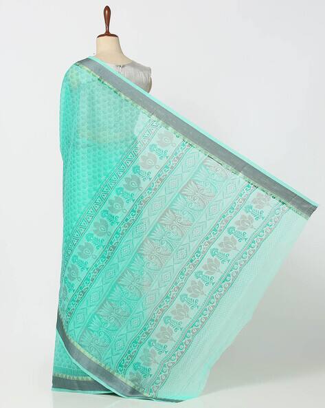 Buy Aqua Blue Sarees for Women by VARJA Online | Ajio.com