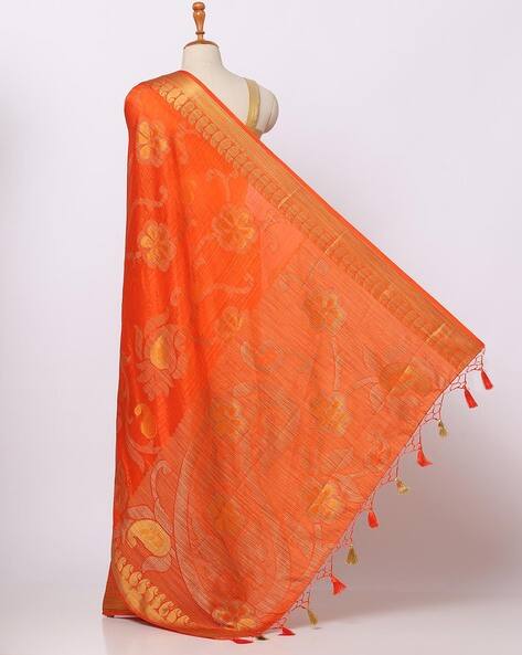 Buy Orange Sarees for Women by VARJA Online | Ajio.com