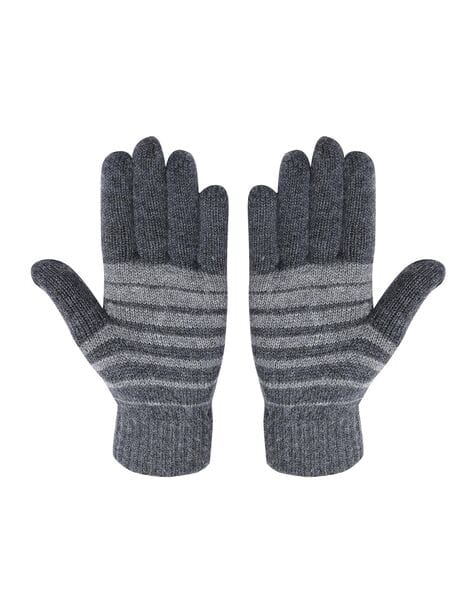 Buy Grey Melange Gloves Masks for Men by Loom Legacy Online Ajio