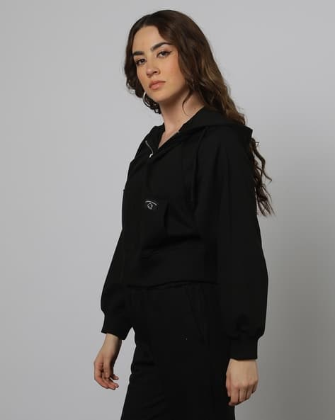 Buy Black Sweatshirt & Hoodies for Women by Outryt by AZORTE Online ...