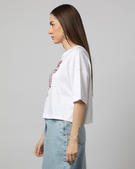 Buy White Tshirts for Women by Outryt by AZORTE Online | Ajio.com