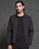 Buy Rare Rabbit Men Textured Zip-Front Jacket with Side Pockets | Black ...
