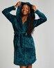 Buy Hunkemoller Ribbed Fleece Short Bath Robe | Harbor Blue Color Women ...