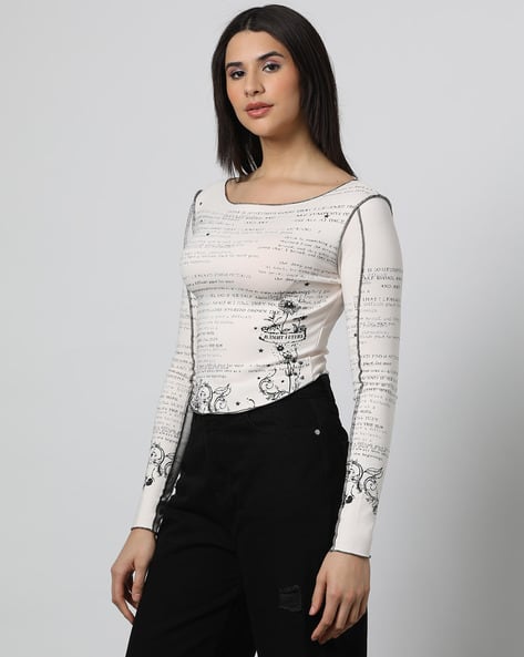 Buy Off White Tops for Women by Outryt by AZORTE Online | Ajio.com