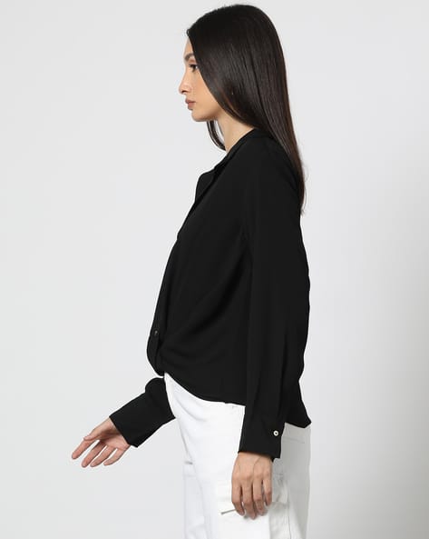 Buy Black Shirts for Women by Outryt by AZORTE Online | Ajio.com
