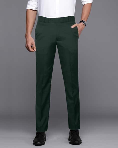 Men Slim Fit Flat Front Trousers